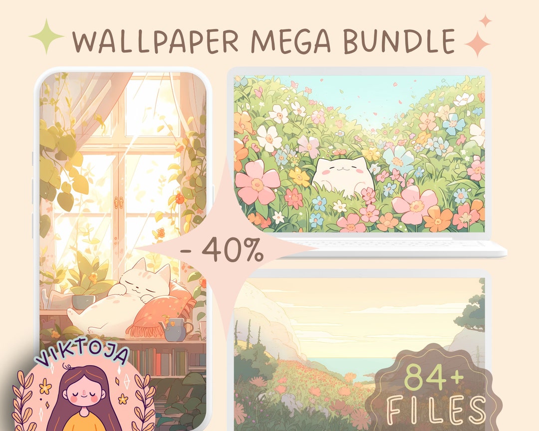 Mixed Wallpaper MEGA Bundle Kawaii Screensaver Tablet Ghibli Wallpaper ...