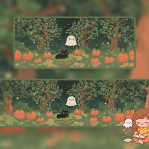 Green Ghosty and Inky Super Ultrawide Wallpaper Autumn Halloween ...
