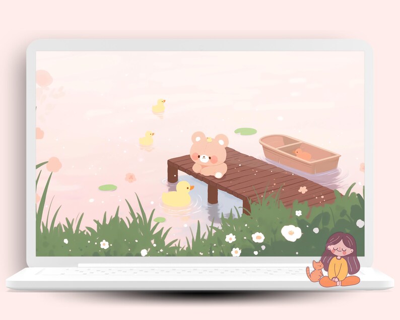 Cute Bear Kawaii Wallpaper Set - Phone & Desktop Backgrounds (digital ...