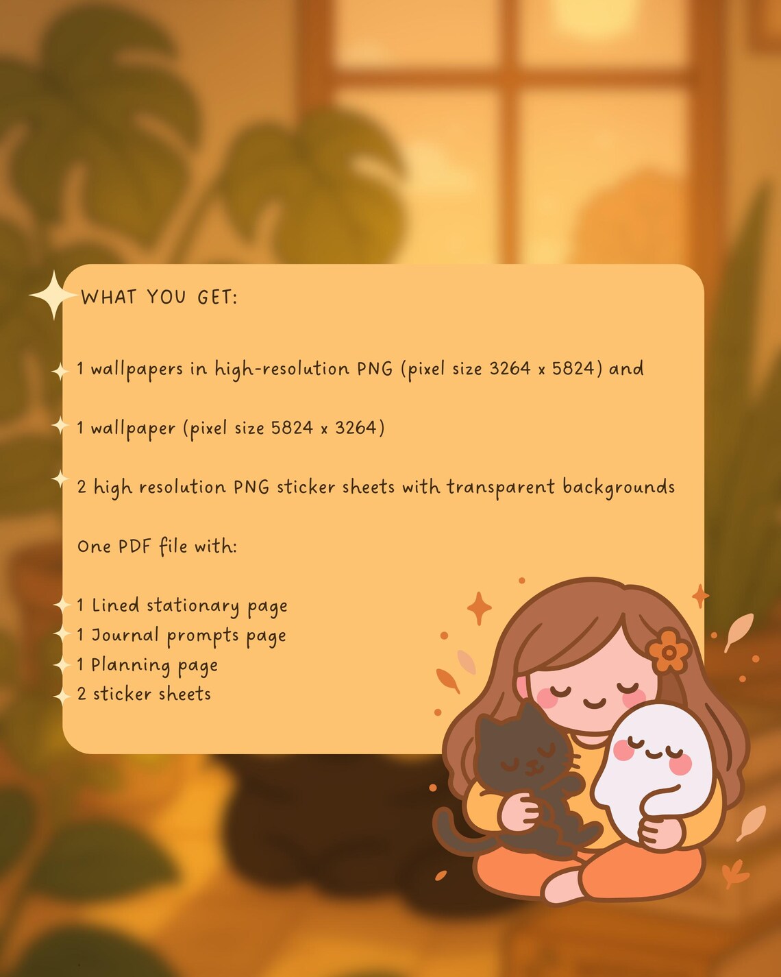 Sunset Reset Digital Care Package: Cat Journal, Wallpaper, Stickers ...