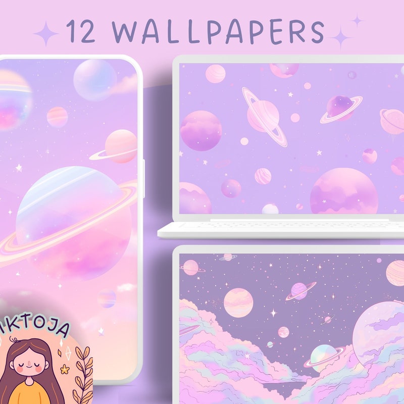 Pink Blue Space Wallpaper - Etsy