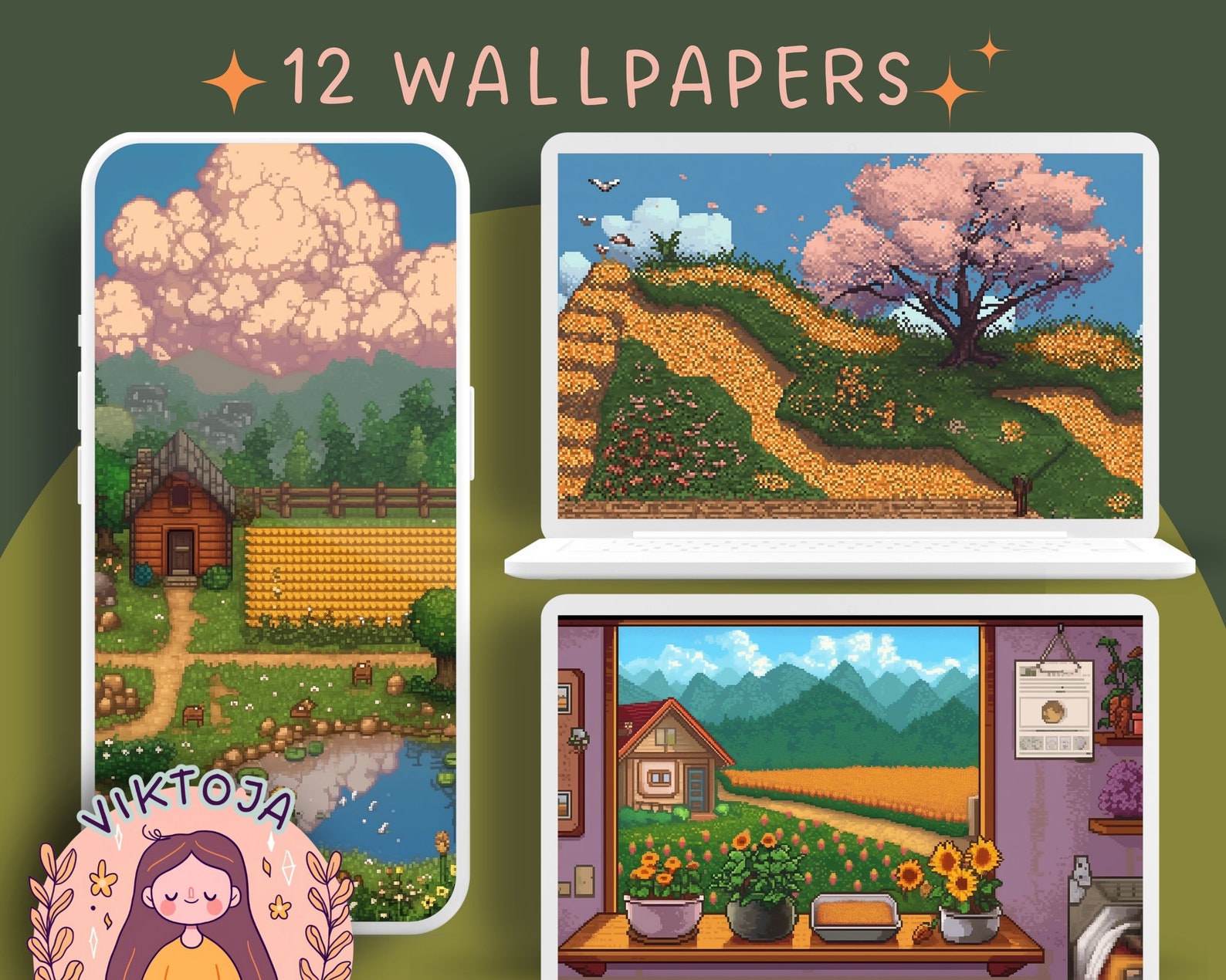 Stardew Valley Wallpaper Set, Cozy Phone & Desktop Backgrounds (digital ...