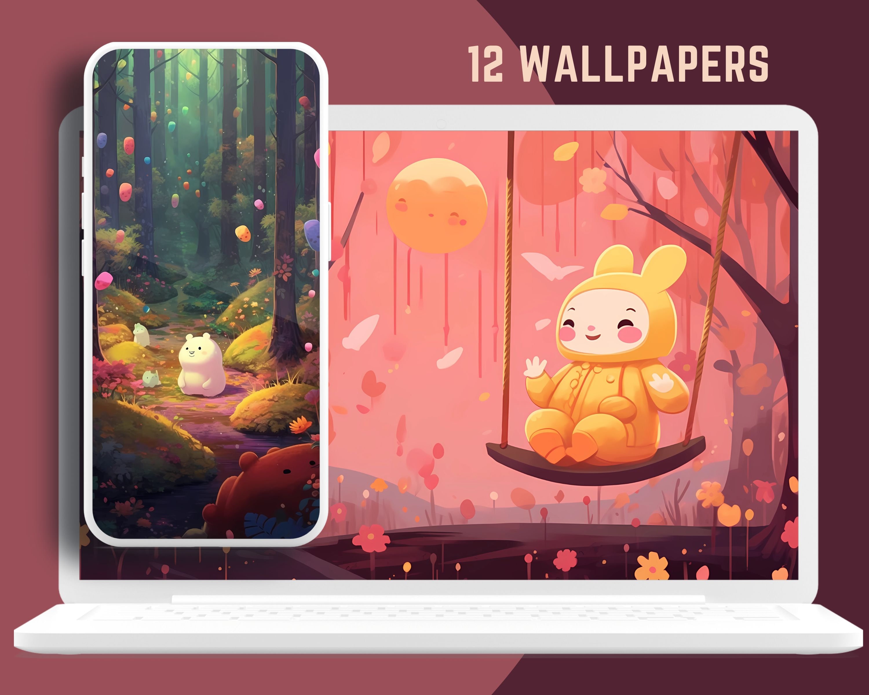 Kawaii Desktop Wallpapers Cute Kawaii Mobile Backgrounds - Etsy