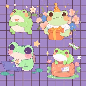 Kawaii Frog Clipart: Manga Anime Stickers (PNG Digital Download) - Etsy