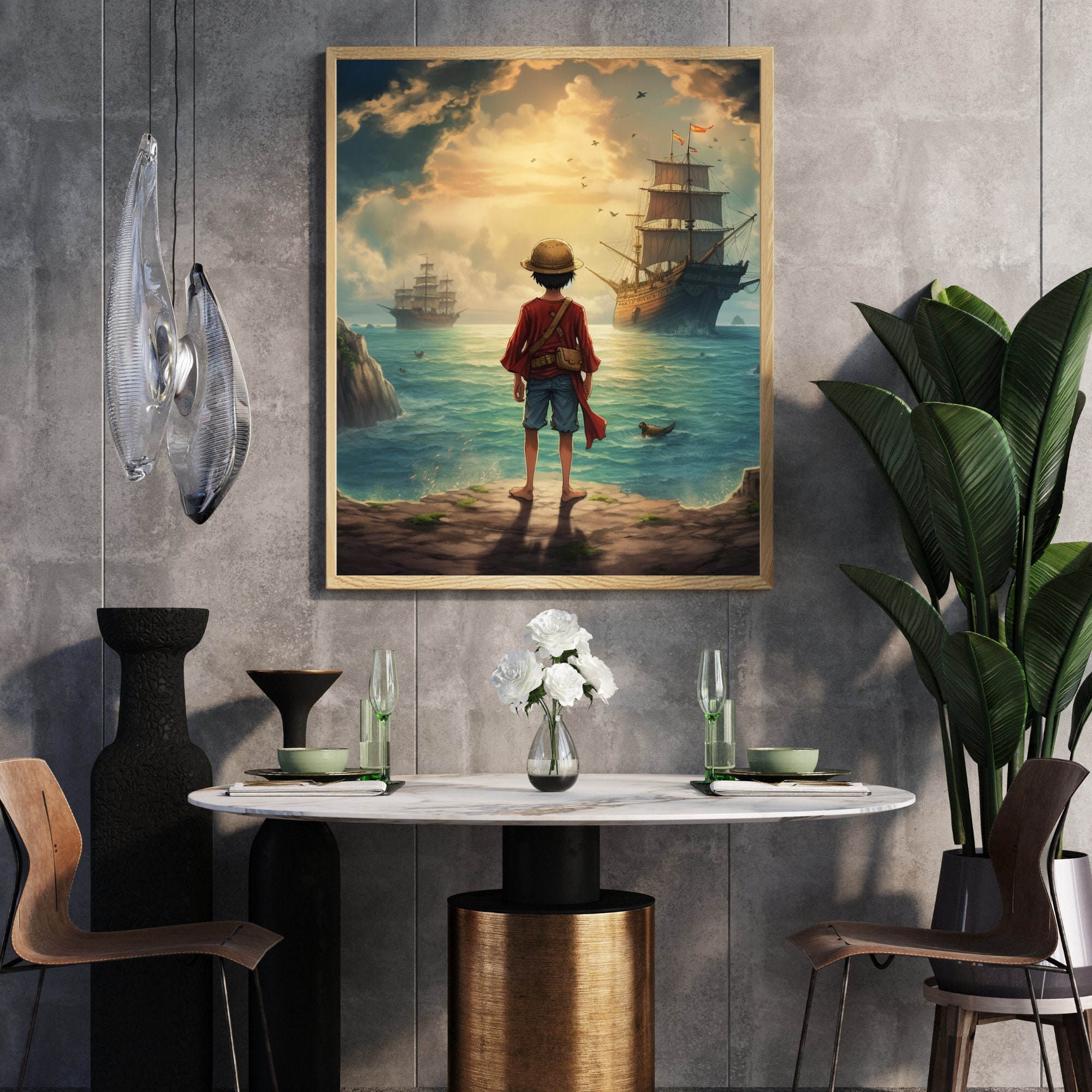 Monkey D. Luffy Art - Poster One Piece Print - Anime Art Print - Manga ...