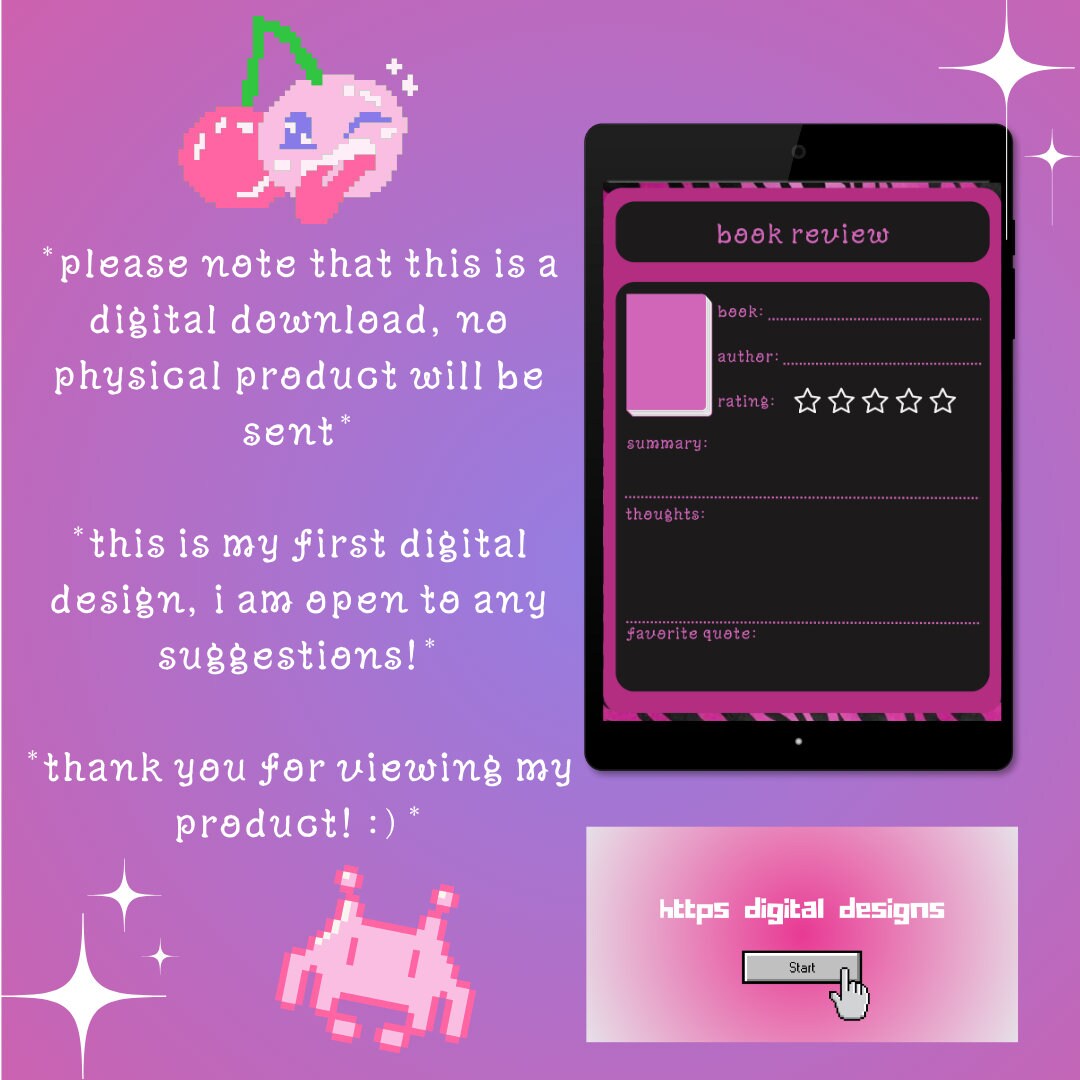 Y2K Digital Reading Journal - Etsy