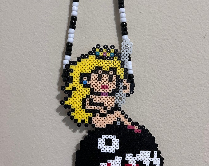 Princess Peach Perler Necklace | Super Mario Bros | Perler Bead Art ...