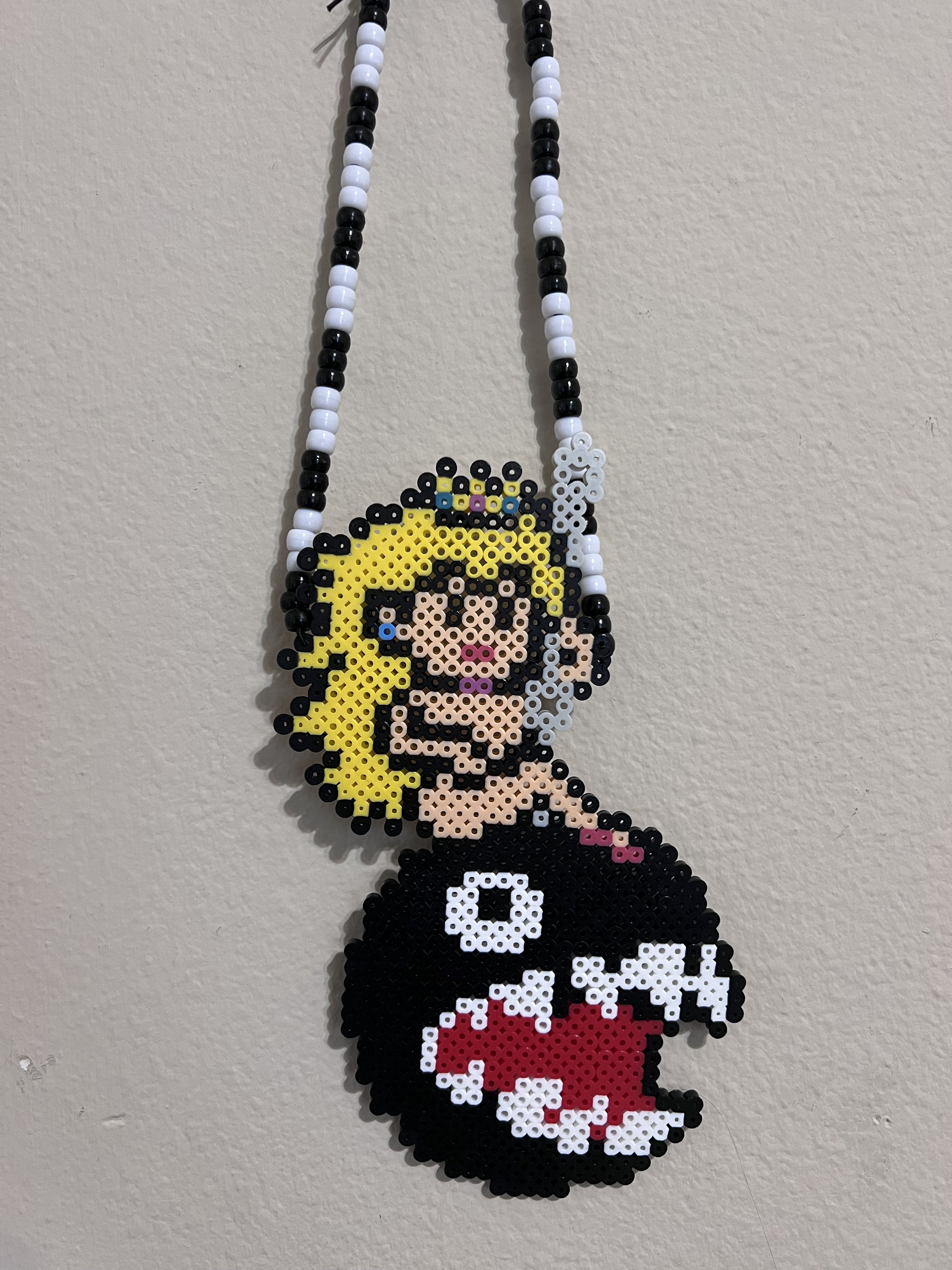 Princess Peach Perler Necklace Super Mario Bros Perler Bead Art Rave ...