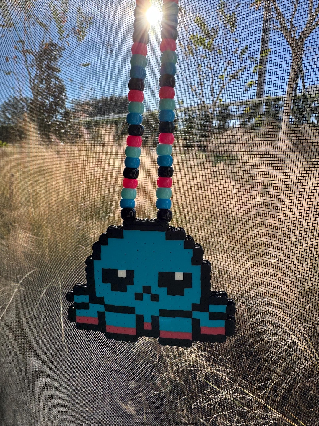 Octopus Reversible Kandi Necklace - Perler Charm Necklace - Handmade ...