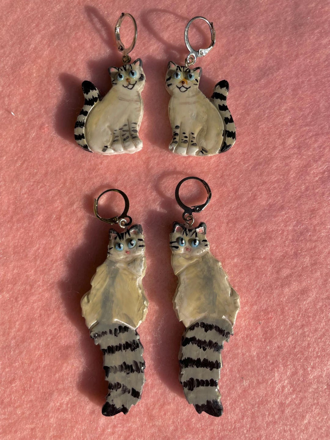 Polymer Clay Lynx Point Cat Earrings Cat Keychains - Etsy