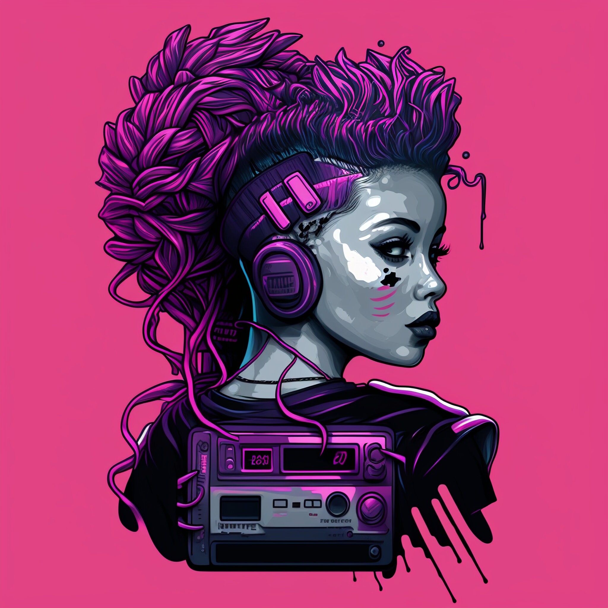 Lo-fi Hip Hop MP3 Synthwave Girl T-shirt - Etsy