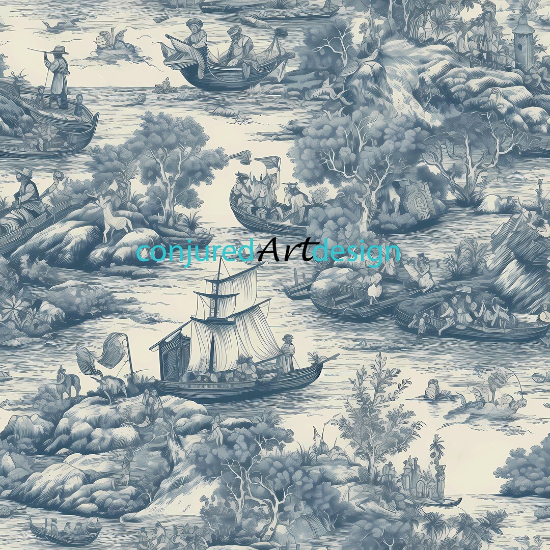 Seamless Image of a Toile Style Pattern - Etsy