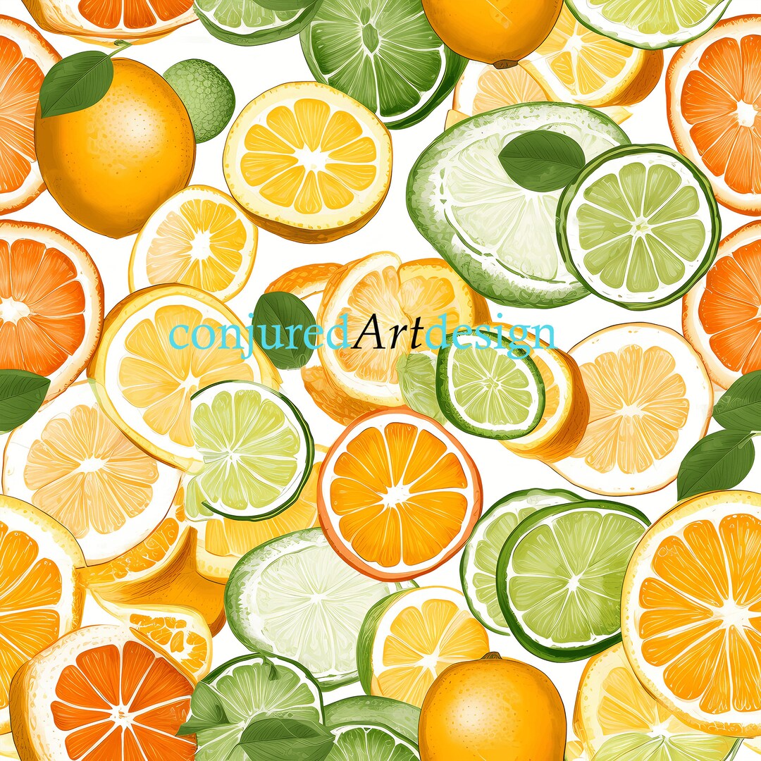 Seamless Image of a Citrus Pattern - Etsy