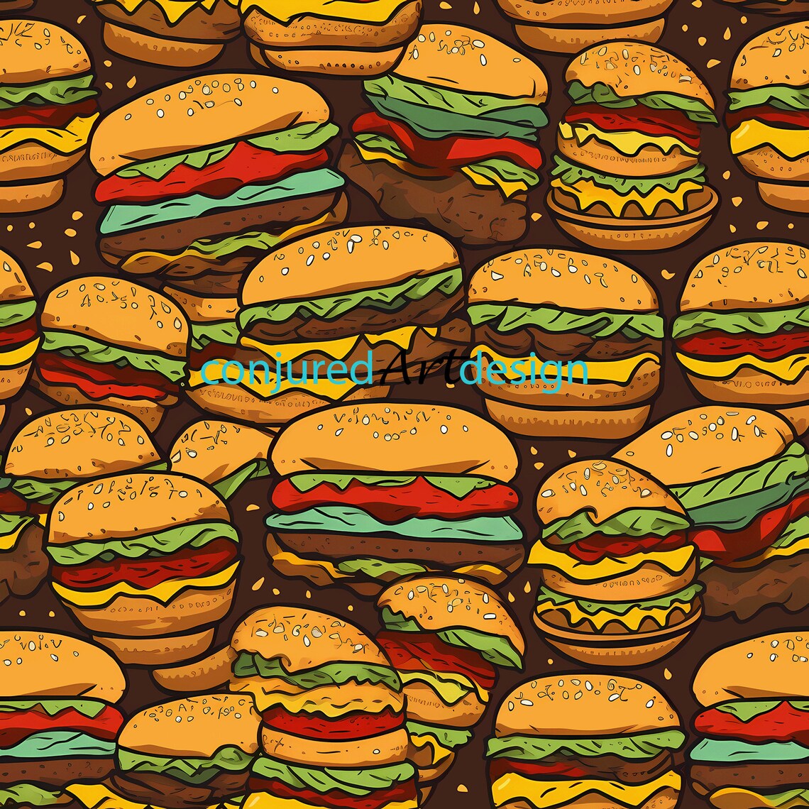 Seamless Image of a Hamburger Pattern - Etsy