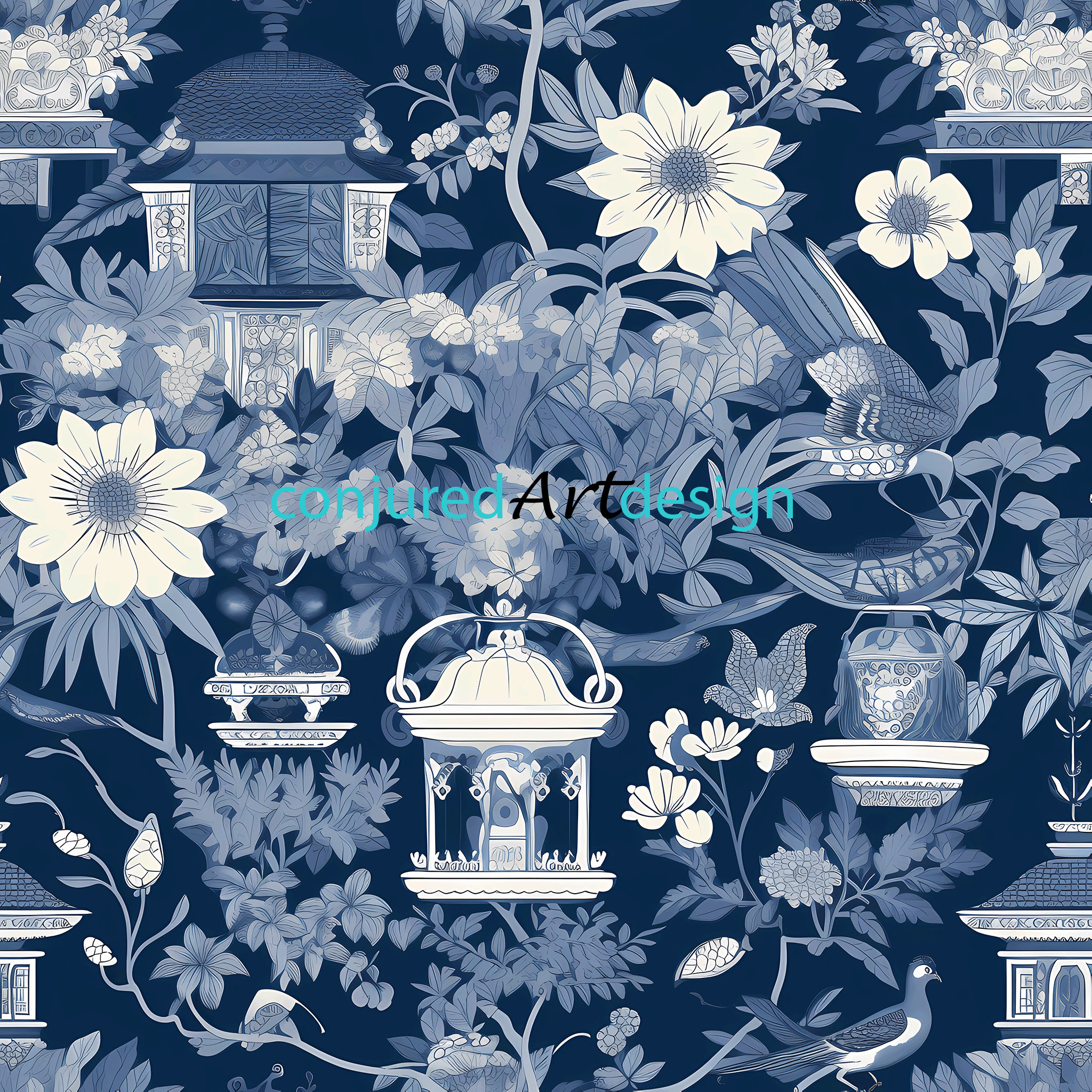 Seamless Image of a Chinoiserie Chic Pattern - Etsy