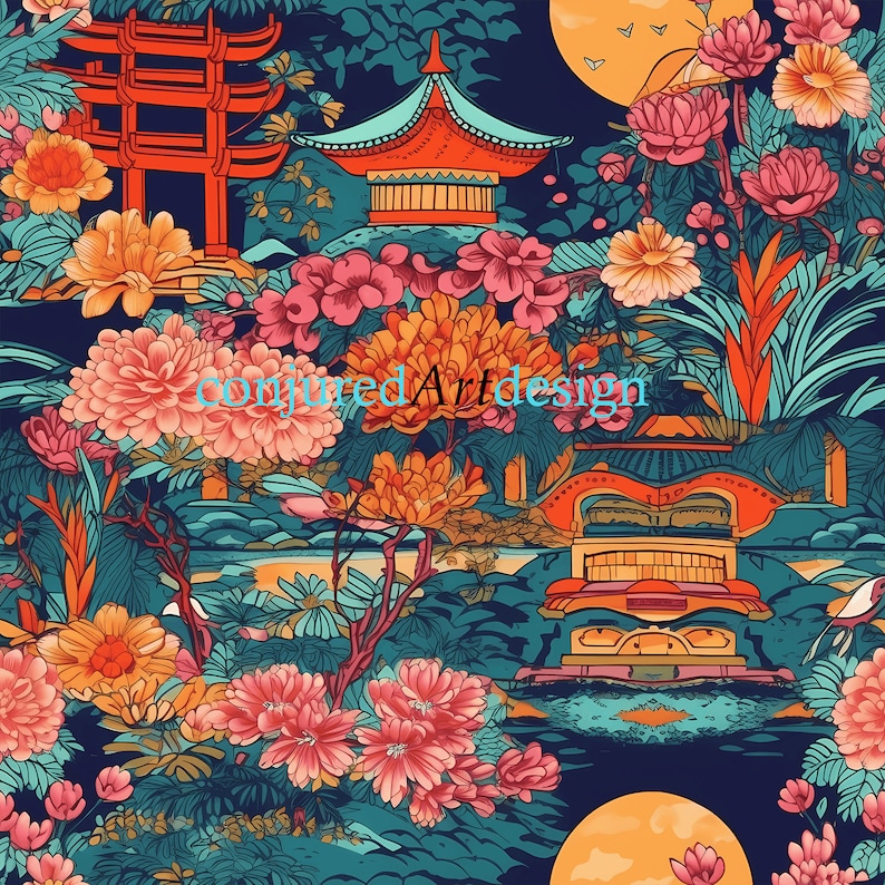 Seamless Image of an Asian Inspired Painting - Etsy