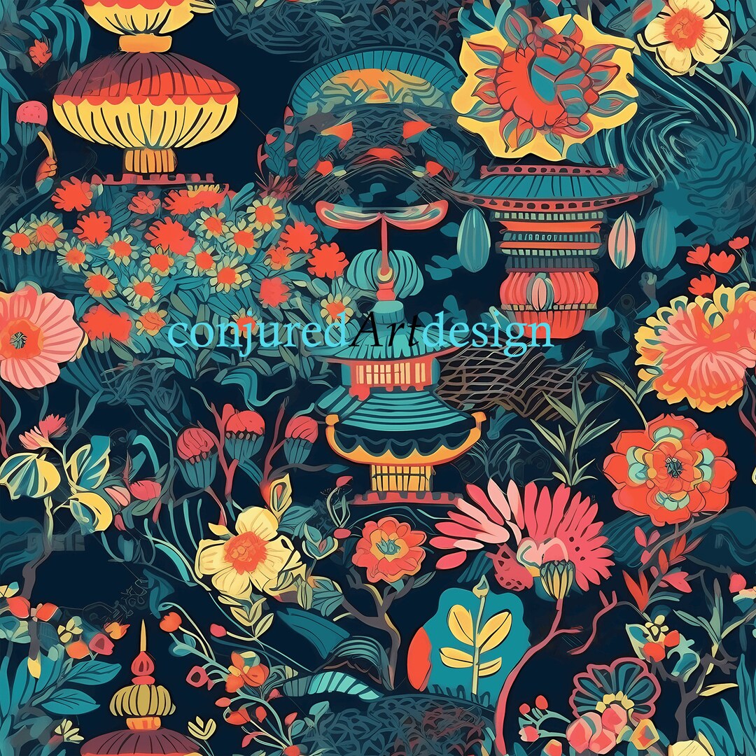 Seamless Image of an Asian Inspired Painting - Etsy
