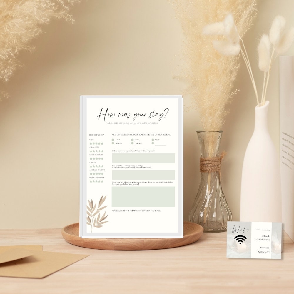 Airbnb Feedback Form, Editable & Printable Airbnb Design for Hosts ...