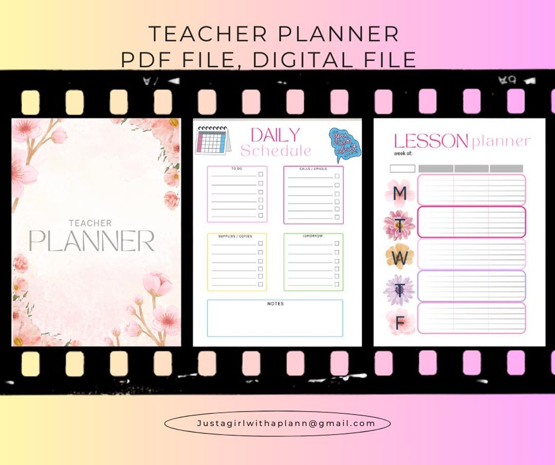 Teacher Planner Colorful Pink Flower All Year Long Planning ,PDF Files ...
