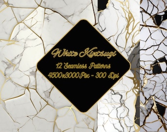 Black Kintsugi 12 Seamless Patterns, Digital Download, Repeating, Commercial Use, Digital Paper ...