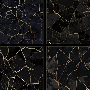 Black Kintsugi 12 Seamless Patterns, Digital Download, Repeating ...