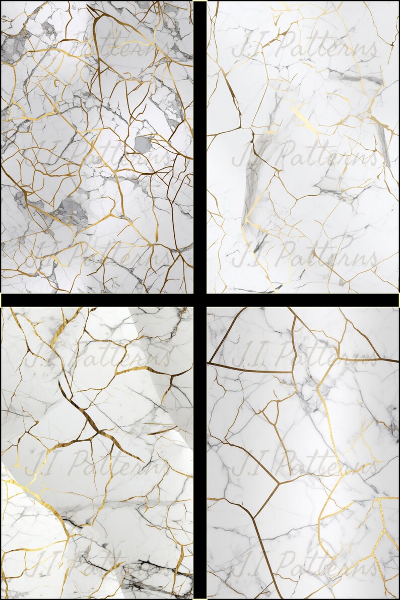 White Kintsugi 12 Seamless Patterns, Digital Download, Repeating ...