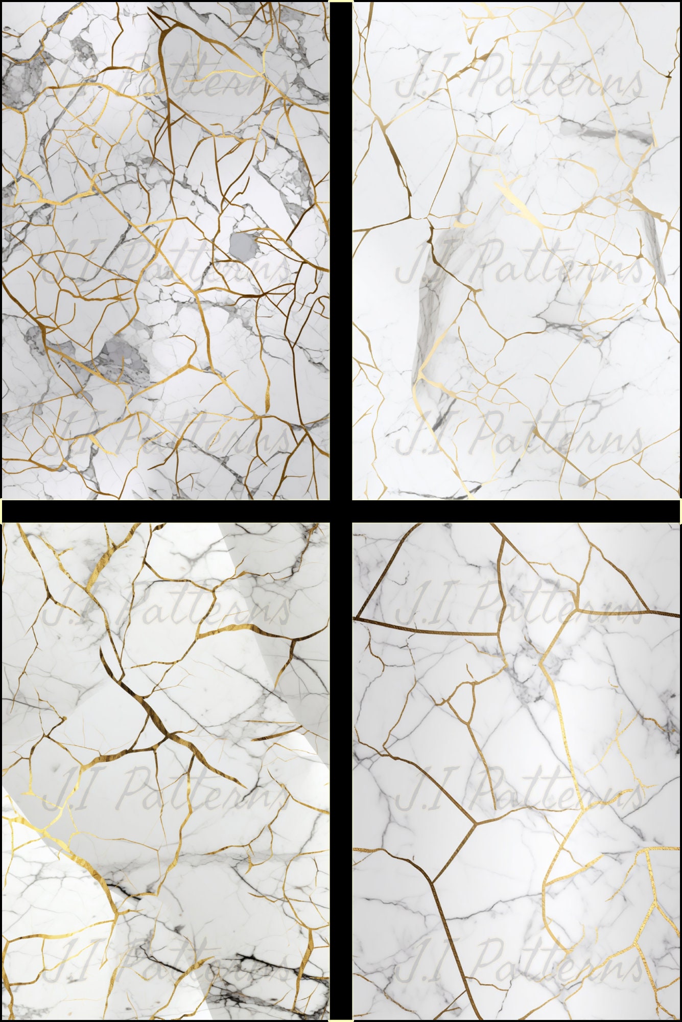 White Kintsugi 12 Seamless Patterns, Digital Download, Repeating ...