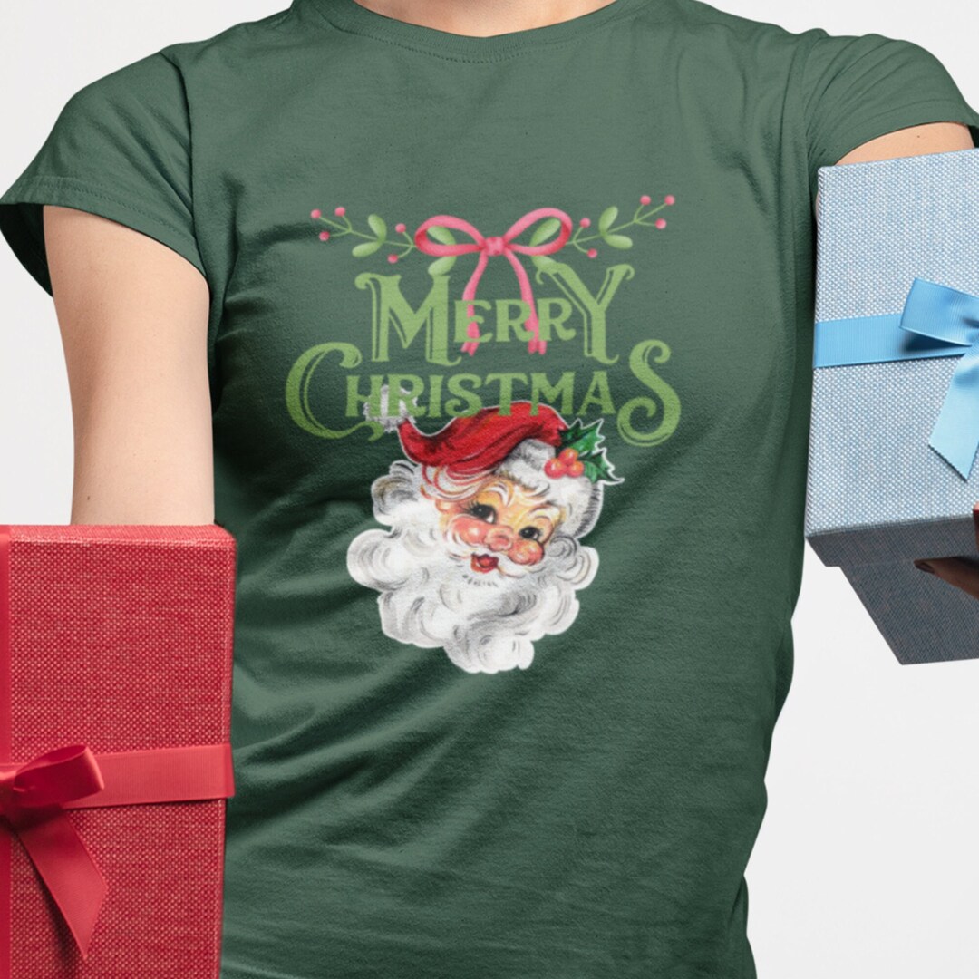Retro Santa Face Merry Christmas T-shirt, Cute Retro Christmas Shirt ...