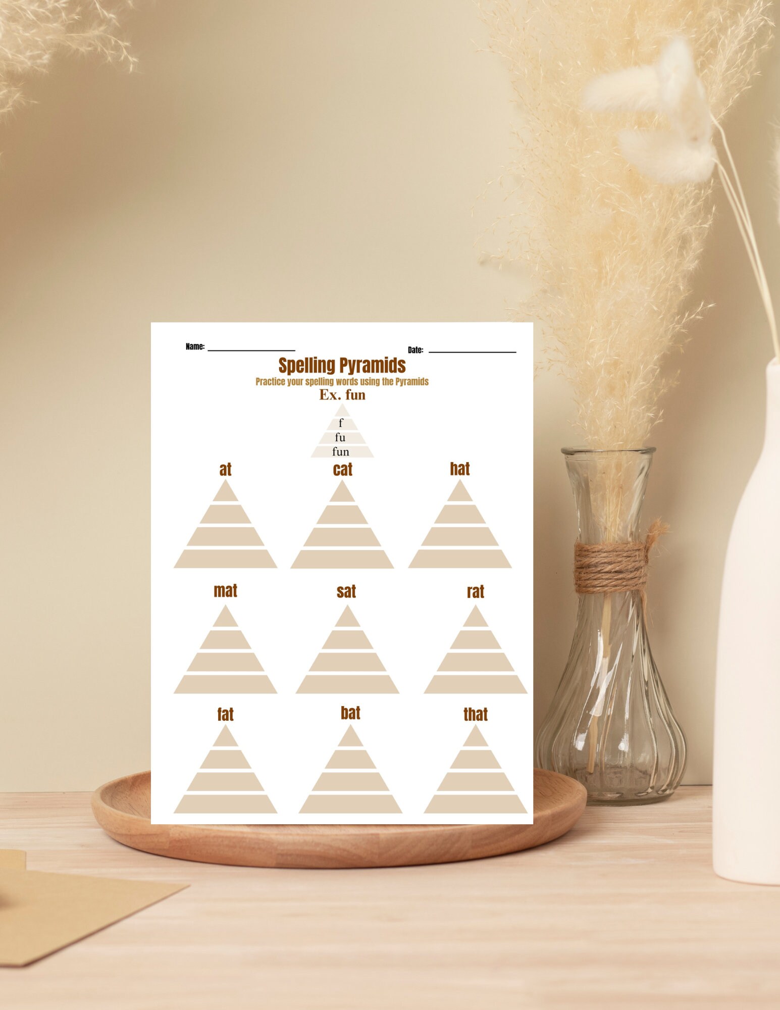 Spelling Pyramid Worksheets, Printable Spelling Worksheets, Homeschool ...