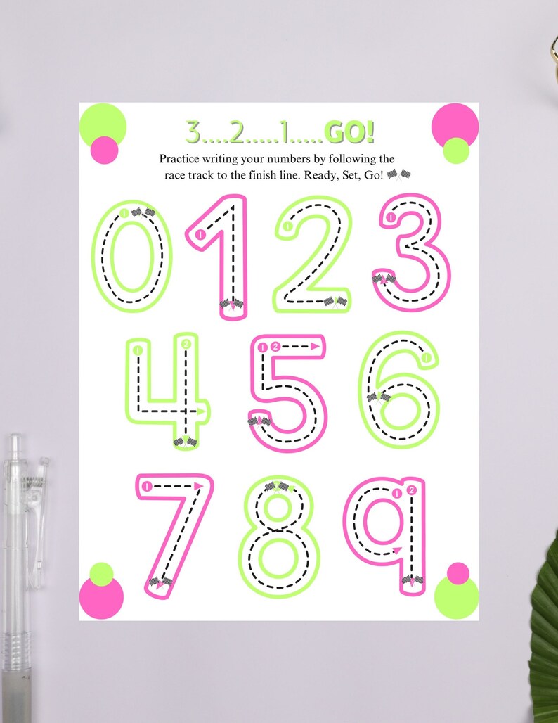 Number Tracing Kids Worksheet, Printable Math Practice, Educational ...