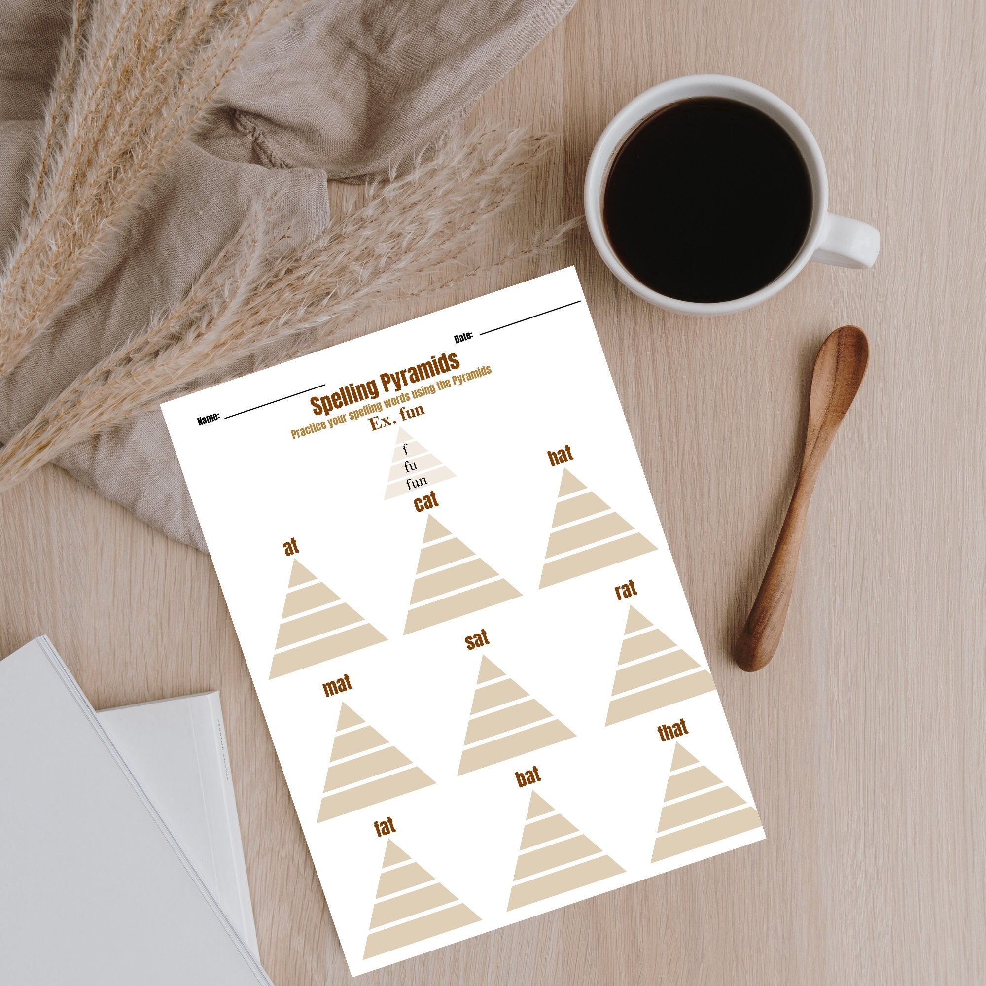 Spelling Pyramid Worksheets, Printable Spelling Worksheets, Homeschool ...