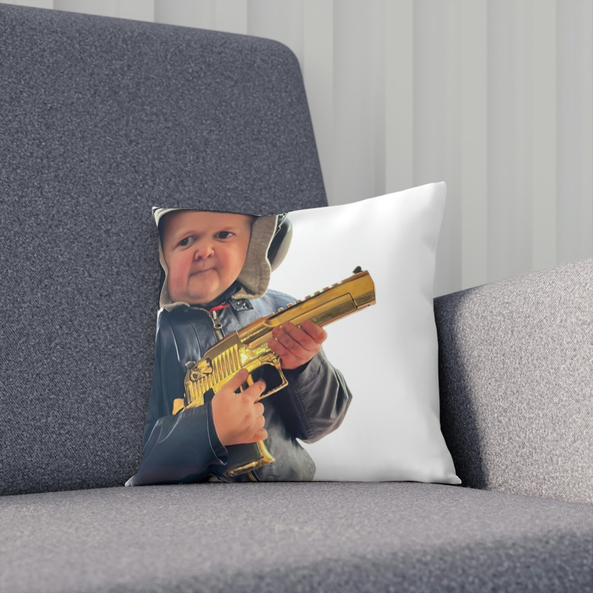 Funny Hasbulla Pillow Hasbulla With Gun KING HASBULLA MEME Pillow - Etsy