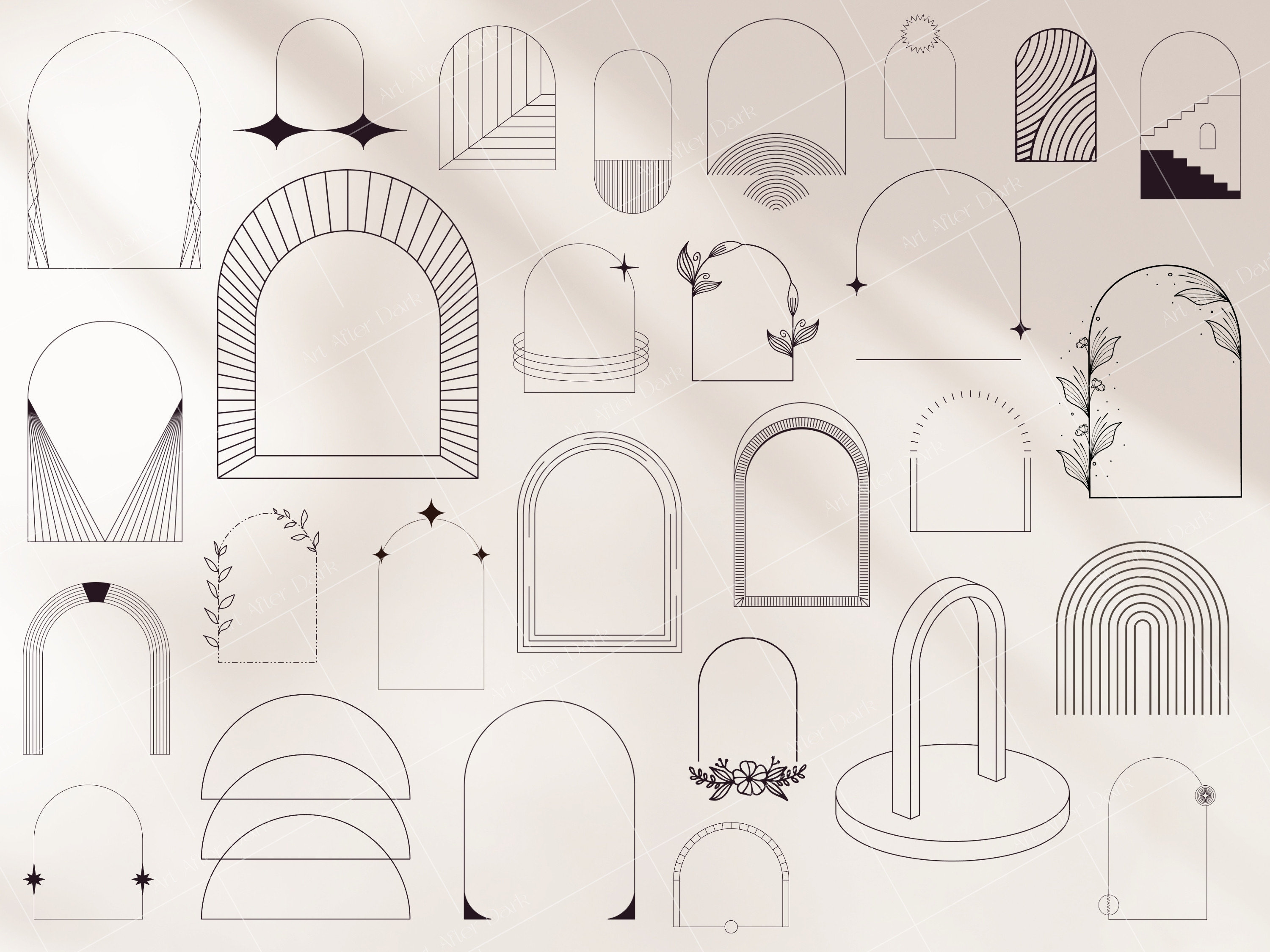 Modern Arch Set | 200+ Svg, Png, Eps |FREEBIES INCLUDED| Svg for Cricut ...