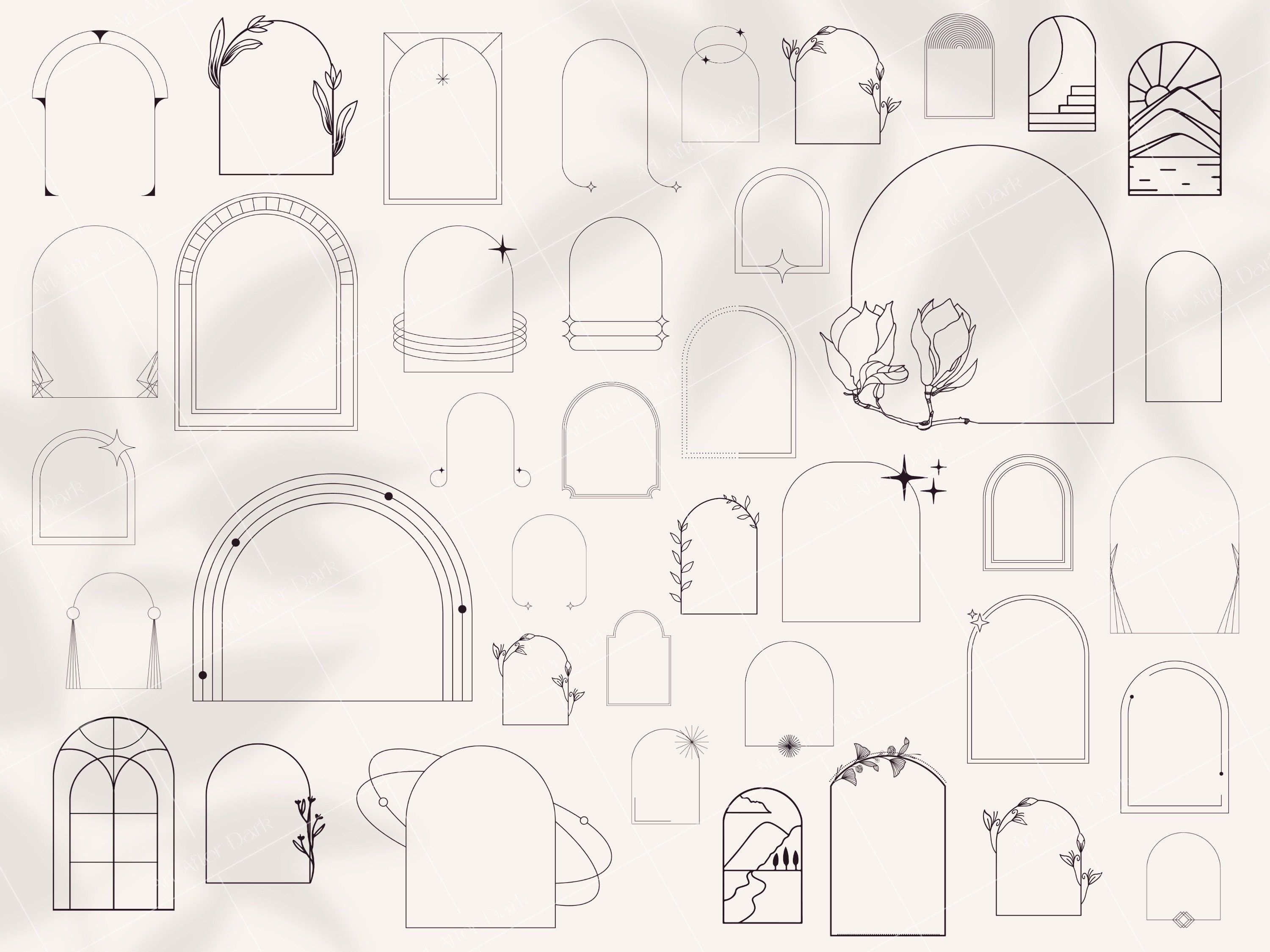 Modern Arch Set 200 Svg, Png, Eps FREEBIES INCLUDED Svg for Cricut ...