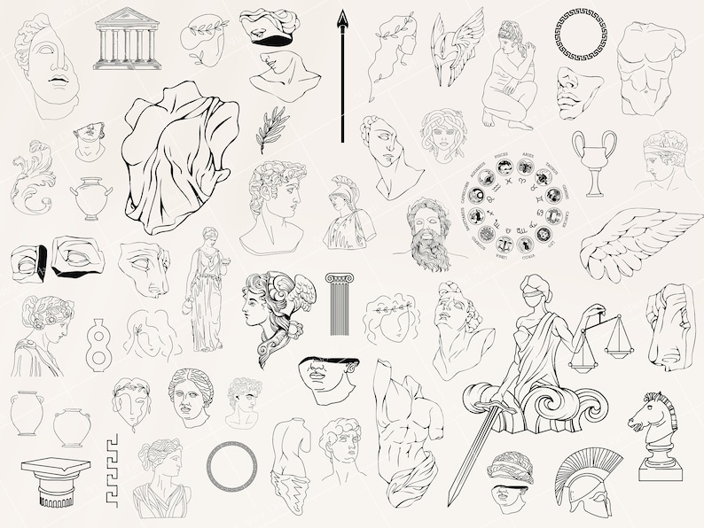 Antique Greek Roman Mythology | 200+ Svg Png Eps |FREEBIES INCLUDED ...
