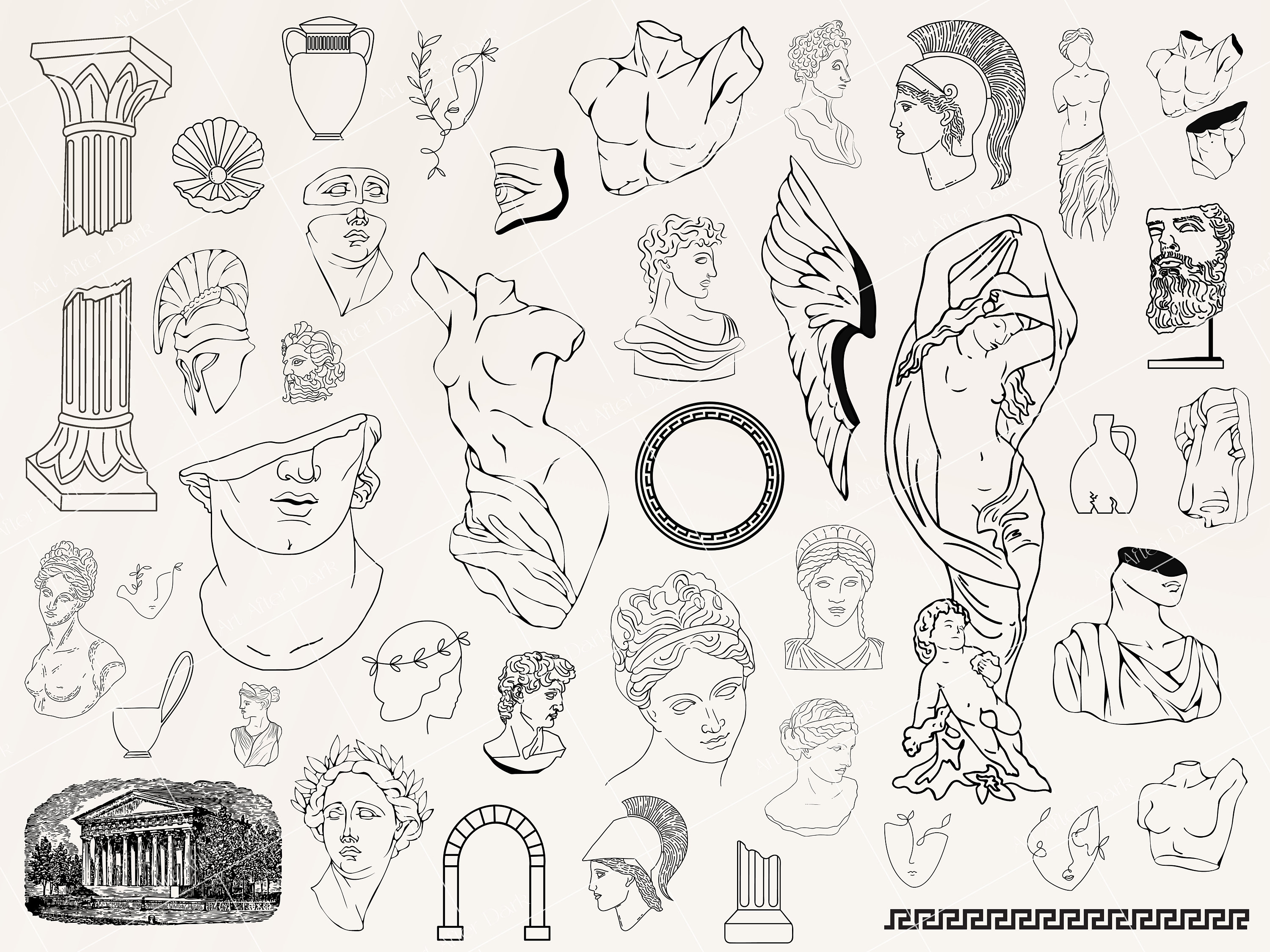 Antique Greek Roman Mythology | 200+ Svg Png Eps |FREEBIES INCLUDED ...