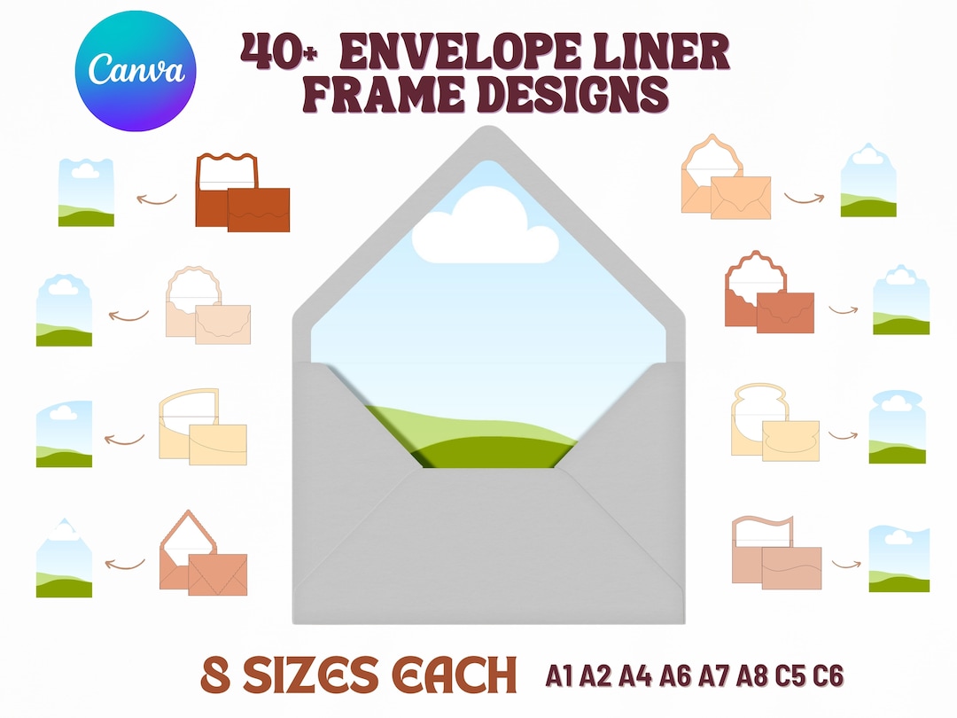 Invitation Envelope LINER CANVA Templates | 40+ Liner Designs | 8 Sizes ...