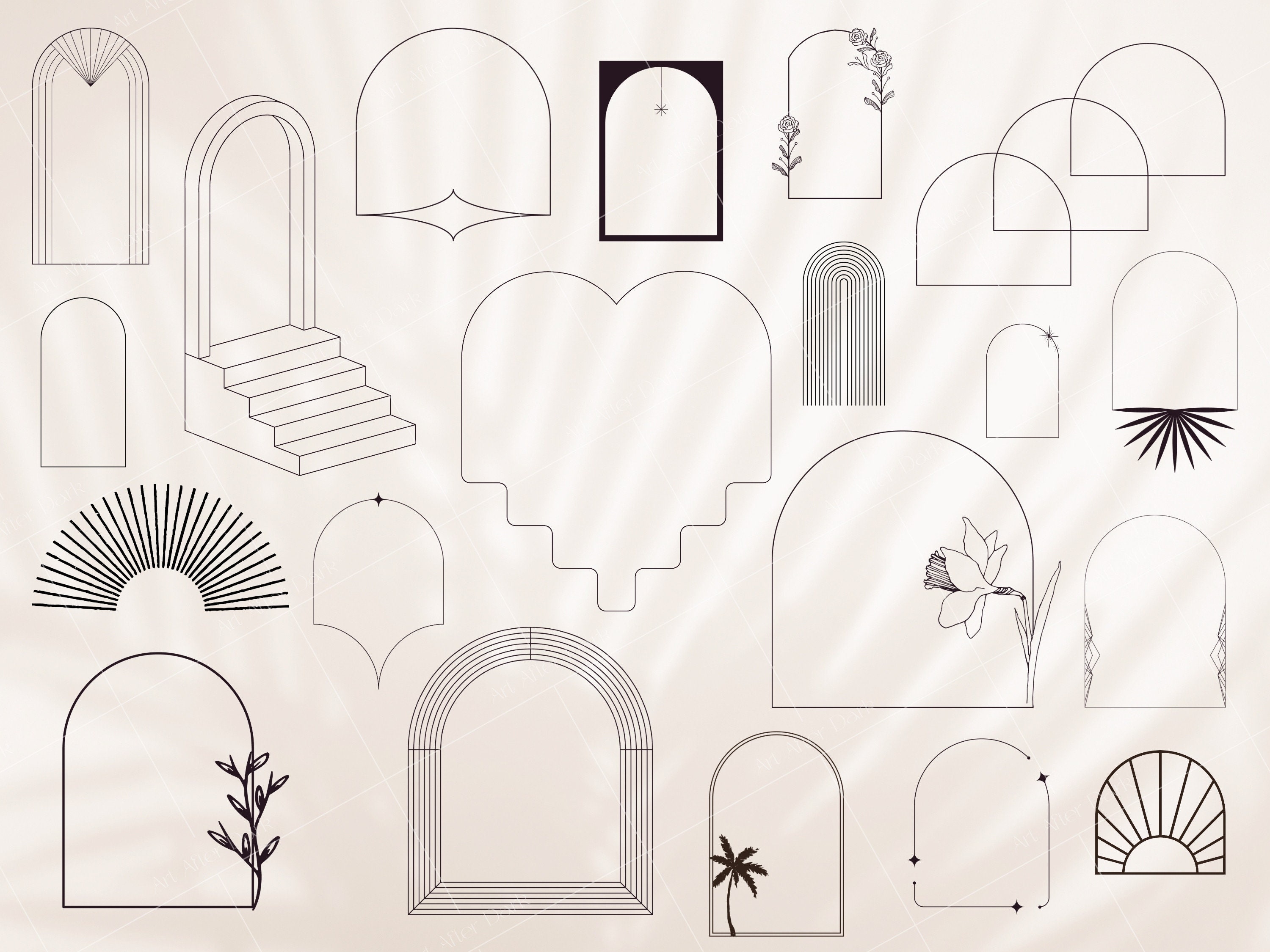 Modern Arch Set | 200+ Svg, Png, Eps |FREEBIES INCLUDED| Svg for Cricut ...
