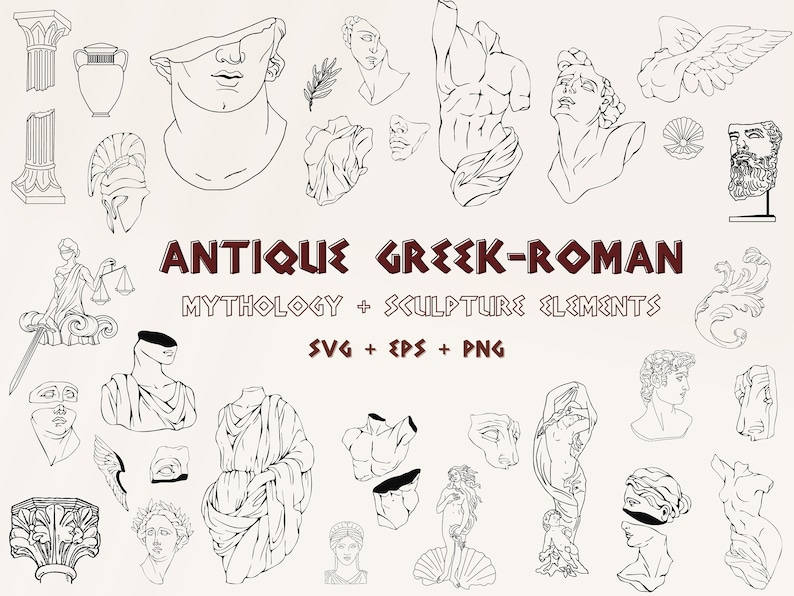 Antique Greek Roman Mythology | 200+ Svg Png Eps |FREEBIES INCLUDED ...