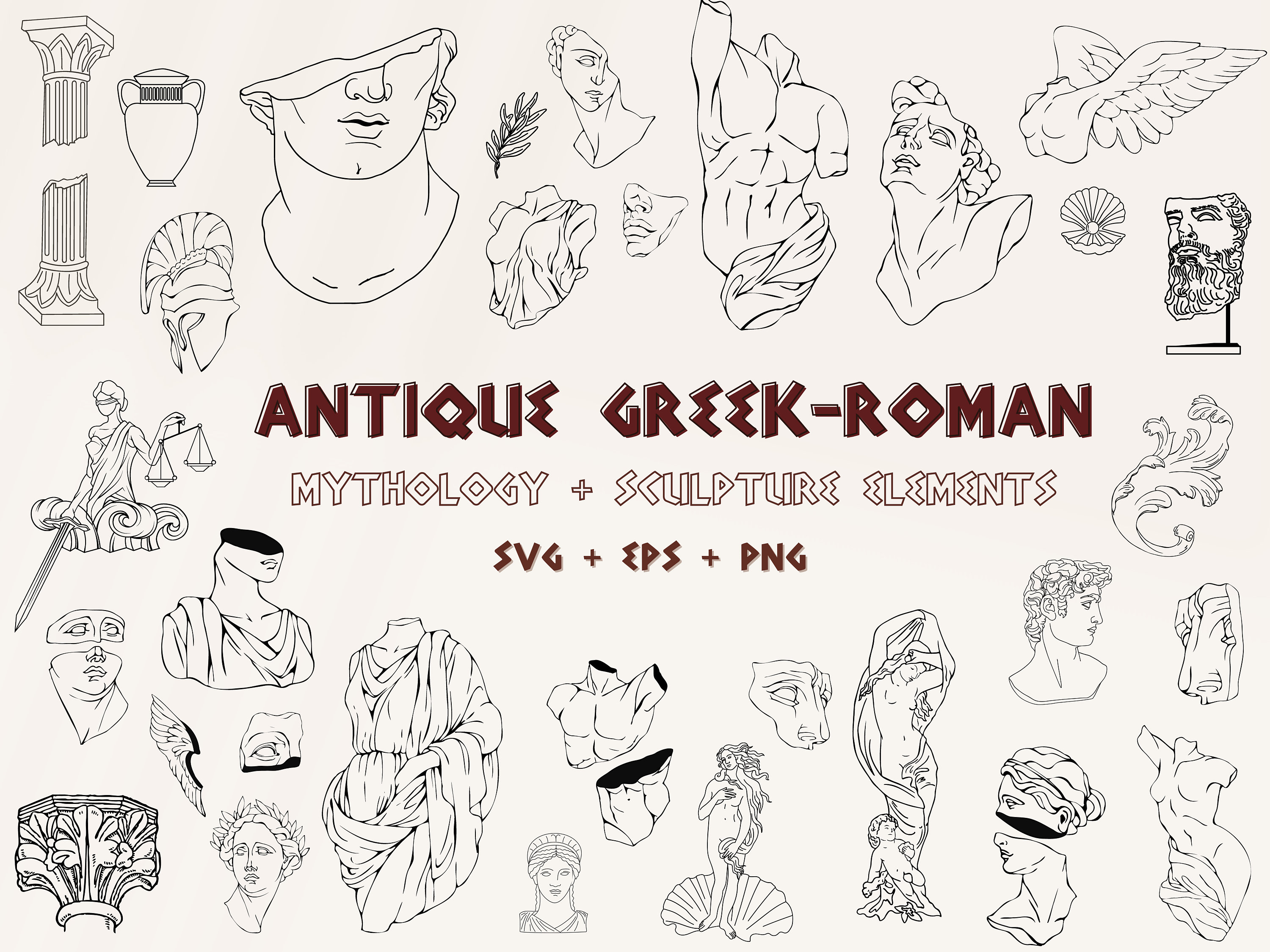 Antique Greek Roman Mythology | 200+ Svg Png Eps |FREEBIES INCLUDED ...