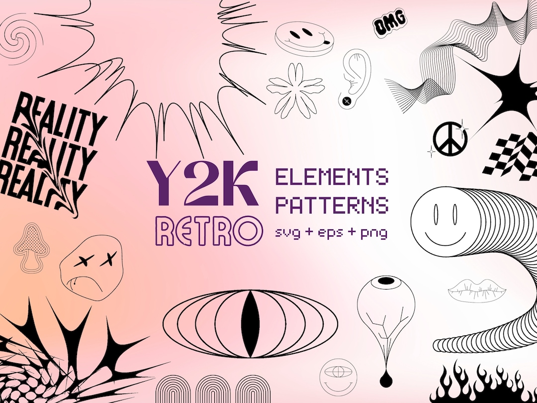 Y2K Retro Assets 250 Svg Png Jpg FREEBIES INCLUDED - Etsy UK