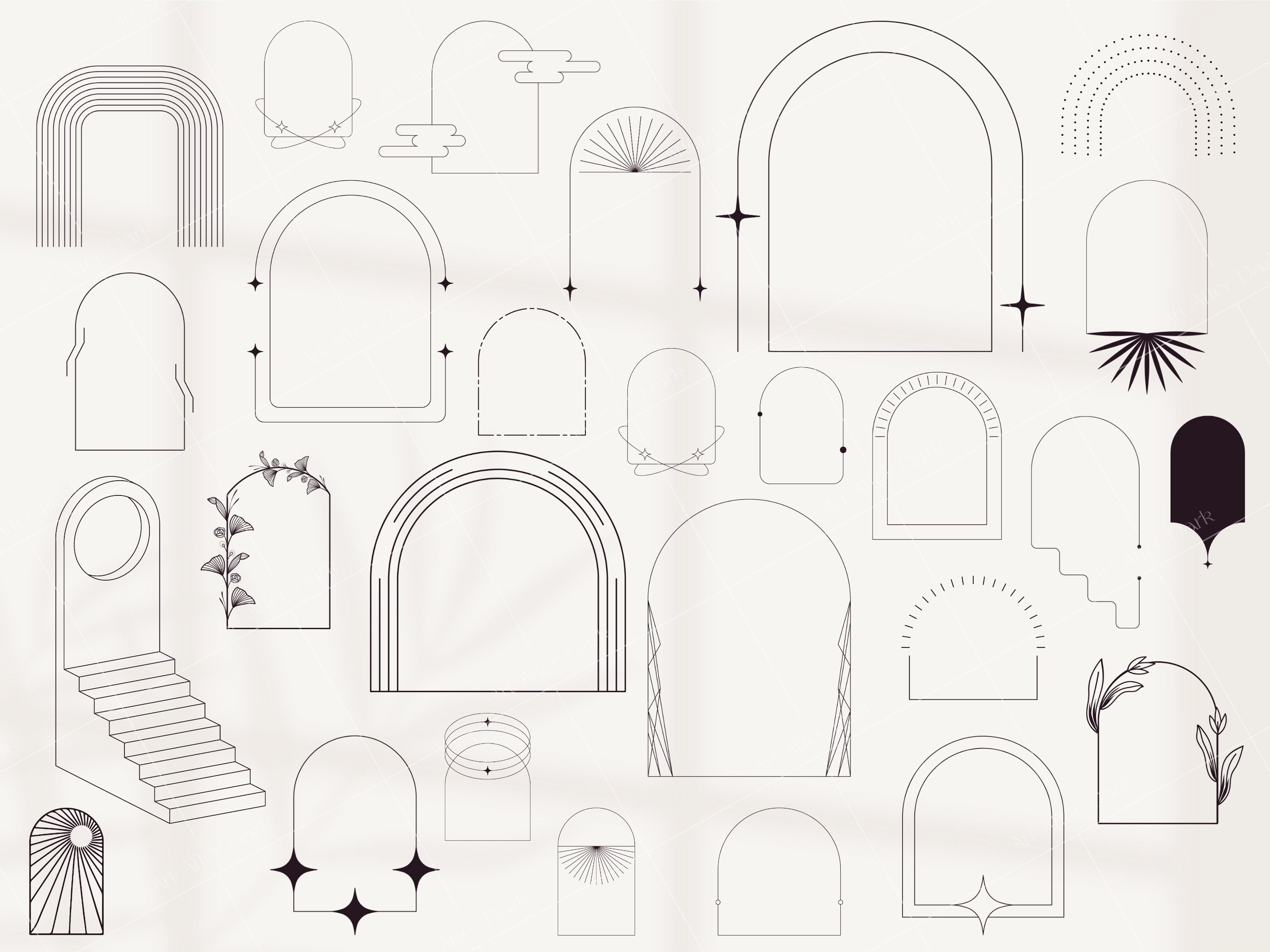 Modern Arch Set | 200+ Svg, Png, Eps |FREEBIES INCLUDED| Svg for Cricut ...