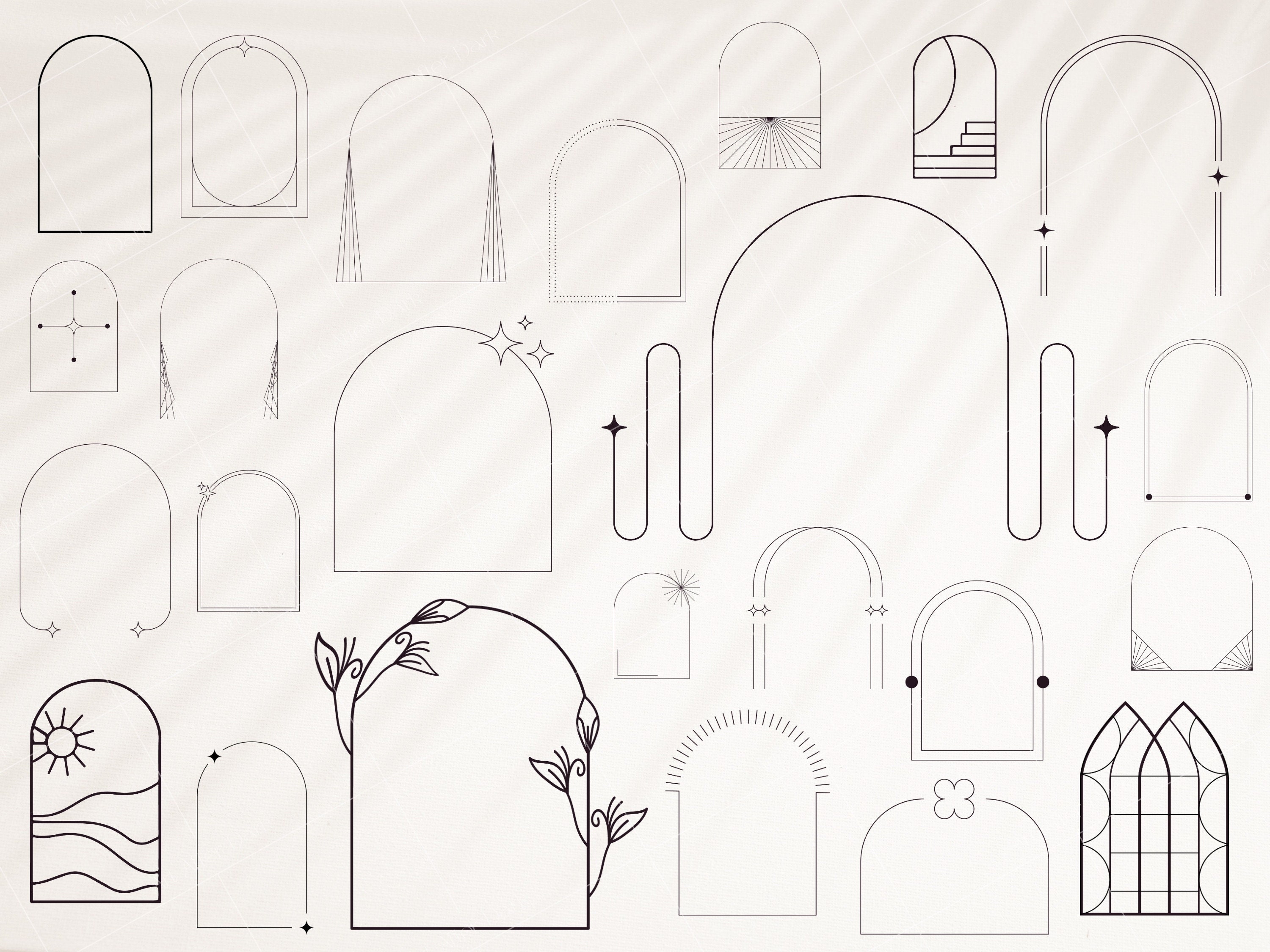 Modern Arch Set 200 Svg, Png, Eps FREEBIES INCLUDED Svg for Cricut ...