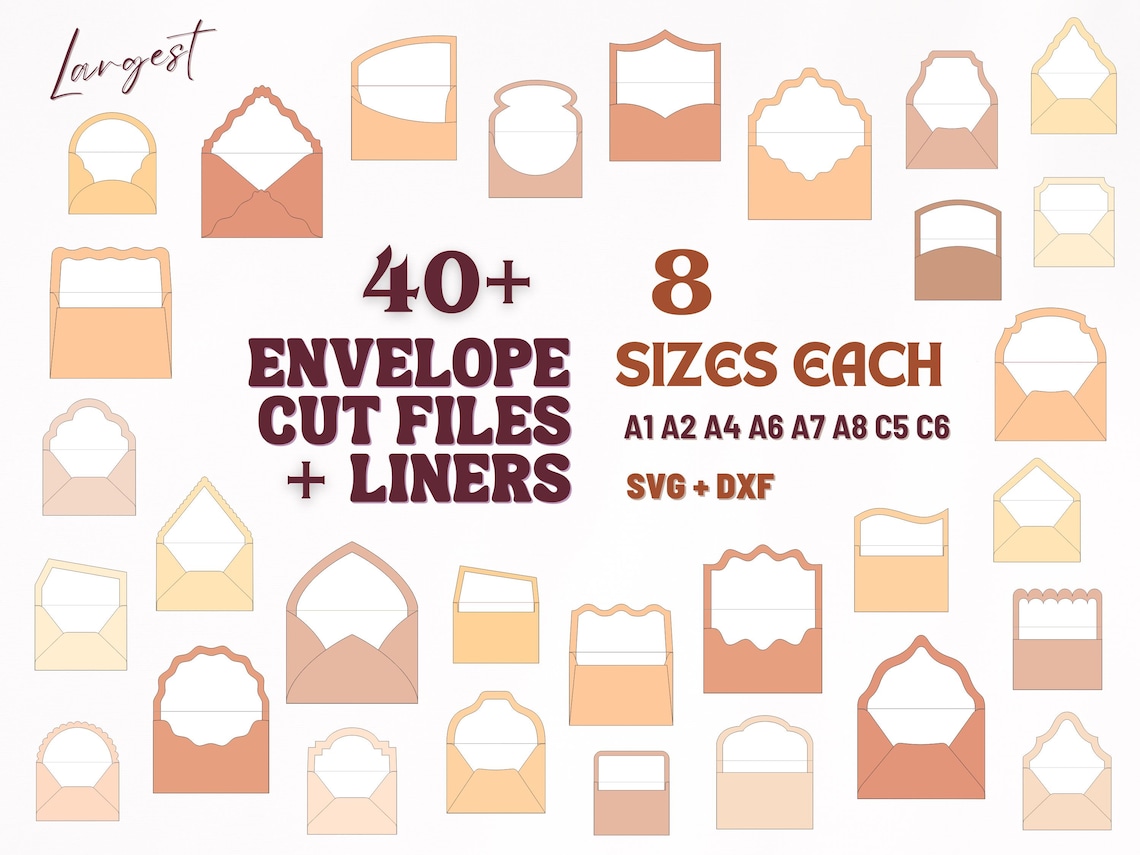 Invitation Envelope CUT FILES 40 Svg, Dxf FREEBIES 8 Sizes A1 A2 A4 A6 ...