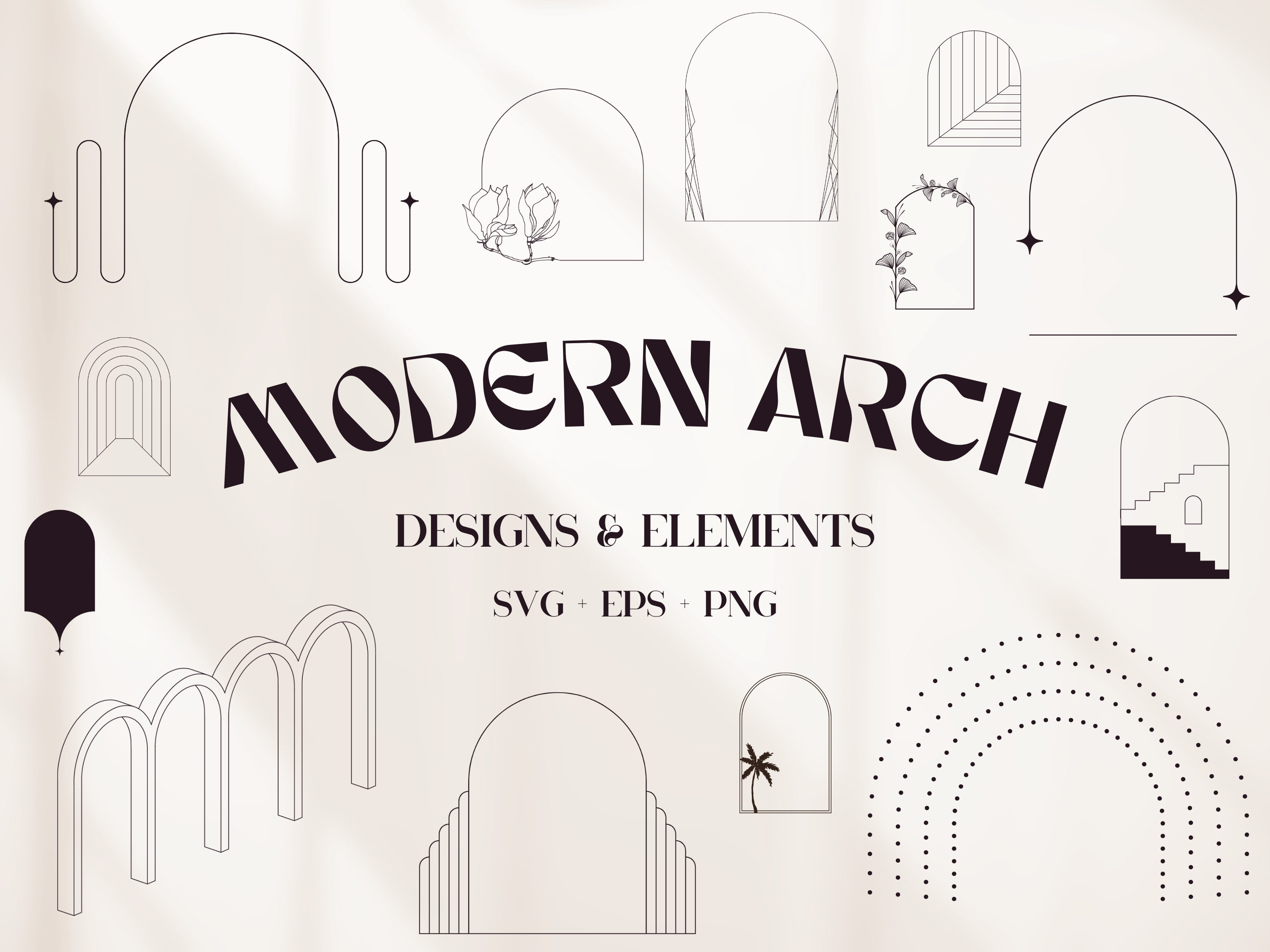 Modern Arch Set | 200+ Svg, Png, Eps |FREEBIES INCLUDED| Svg for Cricut ...