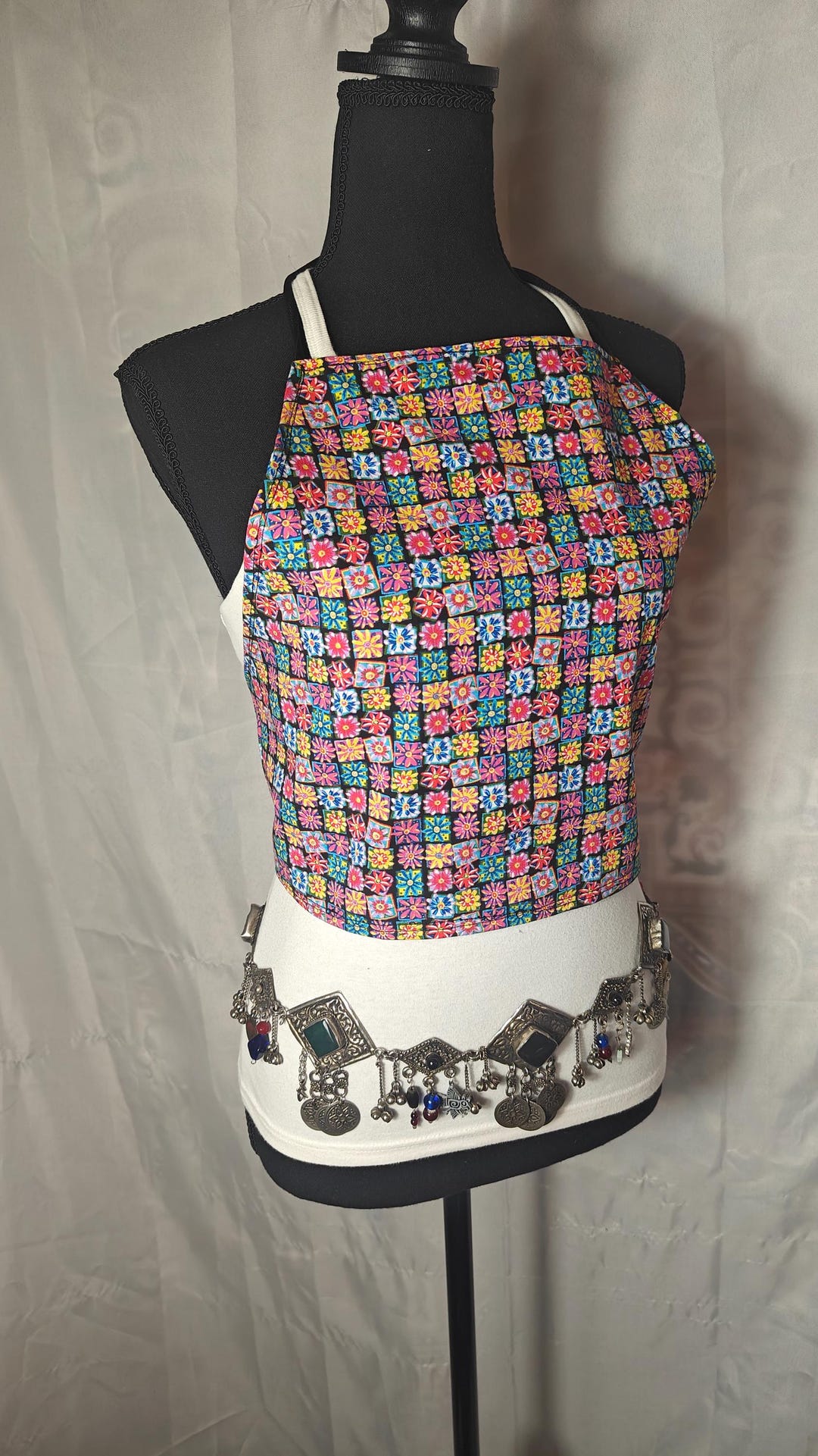 One Size VTG Upcycled Floral Halter Tank Top - Etsy