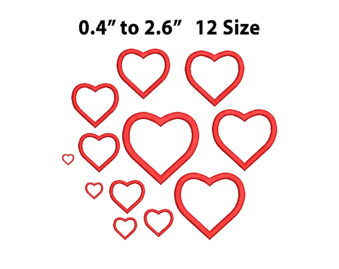 Heart Outline Embroidery Design File Instant Download Available in 5 ...