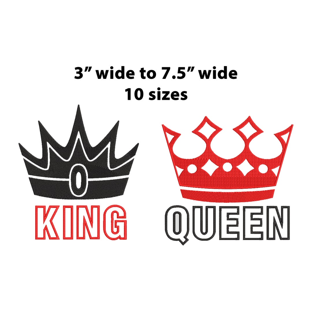 King and Queen Embroidery Designs, 10 Sizes, King and Queen Machine ...