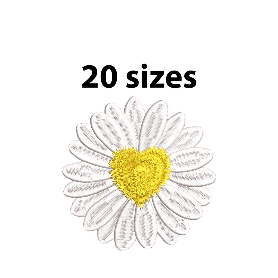 Mini to Large Heart Daisy Embroidery Design, 20 Sizes, Daisy Machine ...