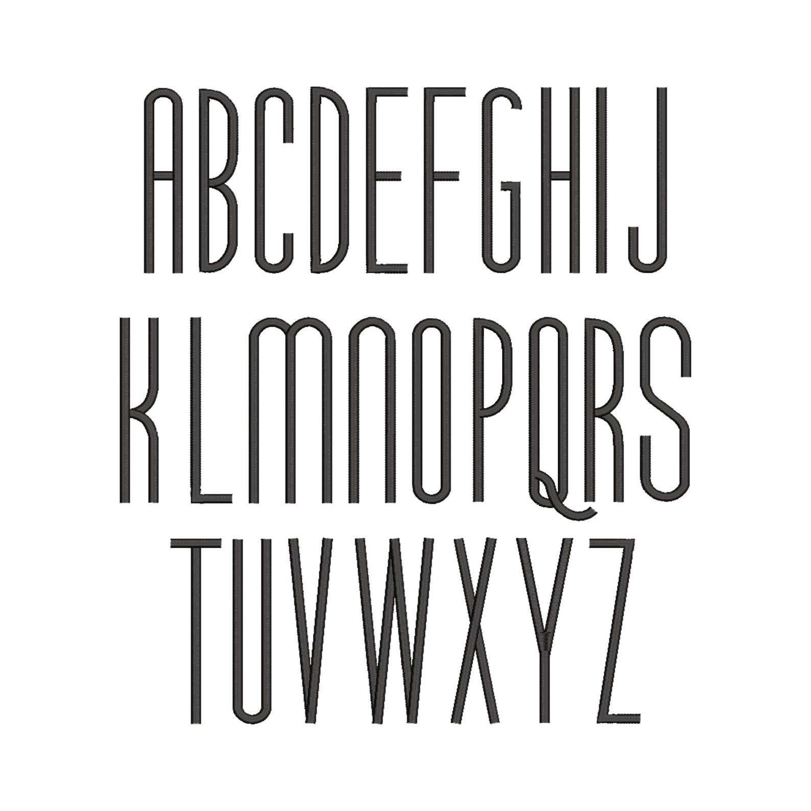 Simple Serif Tall Embroidery Font Alphabet, 7 Sizes, A-Z Sorted, Satin ...